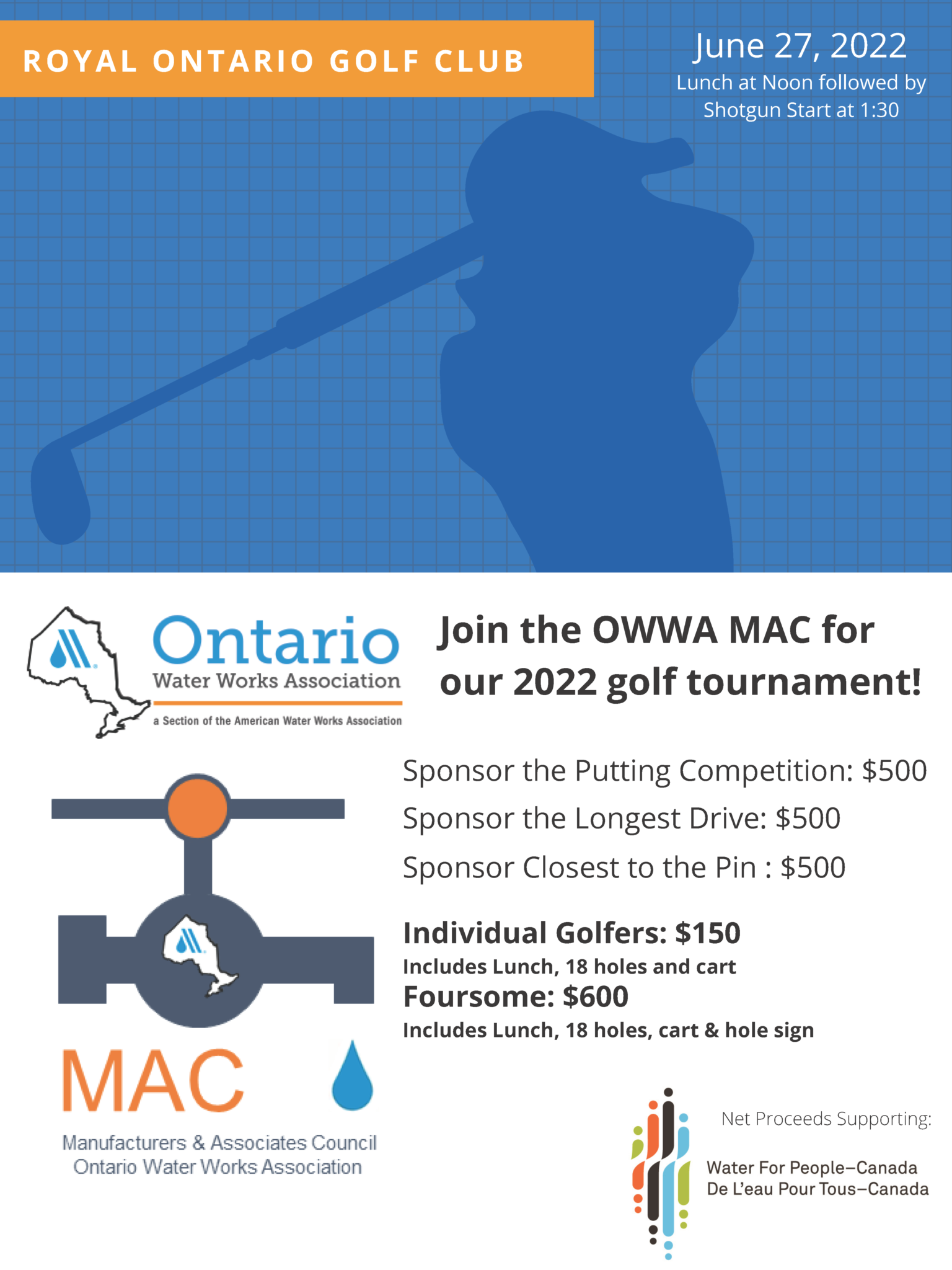 Ontario MAC Golf Tournament - Water For People