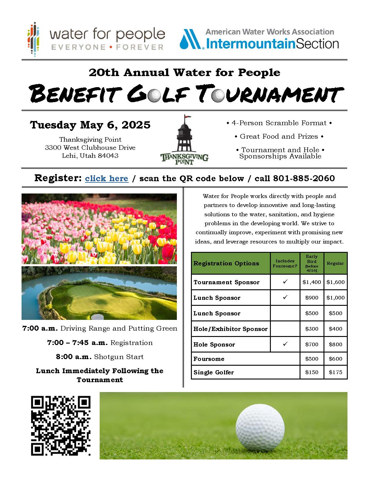 20th Annual Water For People Golf Tournament, hosted by AWWA ...